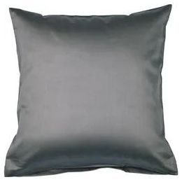 Kissenbezug Janine "Colors Mako Satin", grau (anthrazit), B:50cm L:50cm, Mako-Satin, Obermaterial: 100% Baumwolle, Kissenbez&uuml;ge, Kissenbezug, mit Rei&szlig;verschluss, uni Kissenh&uuml;lle, feinf&auml;dig, 100% Baumwolle