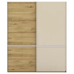 Schwebet&uuml;renschrank Musterring "Savona, Kleiderschrank, Schrank, Garderobe, mit Schiebet&uuml;ren", beige (braun), B:200cm H:236cm, Schr&auml;nke, Schwebet&uuml;renschrank, T&uuml;ren Bianco-Eiche massiv, Spiegel-/Glast&uuml;ren, eingelegte Chromleiste