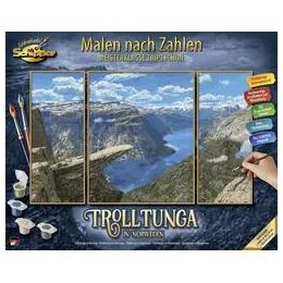 Malen nach Zahlen Schipper "Meisterklasse Triptychon, Trolltunga in Norwegen", bunt, Malvorlagen, KinderB:20cm H:50cm, Made in Germany, B:20cm H:50cm