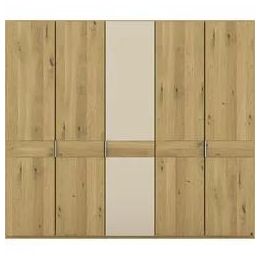 Kleiderschrank Musterring "Savona, Kleiderschrank, Schrank, Garderobe, teilmassiv Eiche", beige (braun), B:250cm H:216cm, Schr&auml;nke, Kleiderschrank, T&uuml;ren in Bianco-Eiche massiv, Spiegel-/Glast&uuml;ren, verschiedene Gr&ouml;&szlig;en
