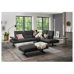 Ecksofa W.Schillig "broadway, Designsofa, toller Sitzkomfort, zeitlos, elegant, L-Form", grau (anthrazit z69), B:284cm H:94cm T:224cm, Longlife Xtra-Leder Z69: Das feinnarbige, gedeckte Softleder Z69 besticht durch seine au&szlig;ergew&ouml;hnliche Weichheit im trendigen &raquo;Vintage-Look&laquo;, Hautst&auml;rke 0, 9 - 1, 1 mm, Sofas, Ecksofa, Sitztiefenverstellung, Kopfteil- & Seitenteilverstellung, Breite 284cm