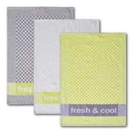 Geschirrtuch Dyckhoff "Fresh & Cool, Ma&szlig;e je Tuch ca. 50x70 cm", gr&uuml;n (gr&uuml;n, grau), B:50cm L:70cm, 100% Baumwolle, Geschirrt&uuml;cher, Geschirrtuch, mit drei verschiedenen Motiven
