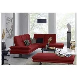 Ecksofa W.Schillig "broadway, Designsofa, toller Sitzkomfort, zeitlos, elegant, L-Form", rot (ruby rot z59), B:284cm H:94cm T:224cm, Longlife Xtra-Leder Z59: Glattleder mit modischer Pr&auml;gung. Hautst&auml;rke 0, 9 - 1, 1 mm, Sofas, Ecksofa, Sitztiefenverstellung, Kopfteil- & Seitenteilverstellung, Breite 284cm