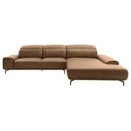 Wohnlandschaft Musterring "MR 2490 Ecksofa mit erstklassigem Sitzkomfort, Long-Life-Leder", braun (fango, b), B:342cm T:207cm, Sofas, Wohnlandschaft, Bronze-Fu&szlig;, Sitzh&ouml;he 48cm, wahlweise mit Funktionen, Ma&szlig;e 342 x 207 cm