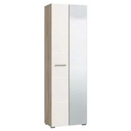 Garderobenschrank Home Affaire "Beny Kleiderschrank, Stauraumschrank, Flurschrank, H&ouml;he 193 cm", wei&szlig; (grau eiche, wei&szlig; hochglanz), B:60cm H:192,5cm T:35,5cm, Glas, Holzwerkstoff, Kunststoff, MDF, Metall, Schr&auml;nke, Garderobenschrank, Hochglanzfronten, Spiegelt&uuml;r, Breite 60 cm, ausziehbare Kleiderstange