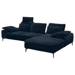 Ecksofa W.Schillig "valentinoo, Designsofa, bequem, elegant und zeitlos, L-Form", blau (blau z73), B:299cm H:83cm T:178cm, Longlife Xtra-Leder Z73: Naturwalkleder der Luxusklasse aus den erlesensten Rohh&auml;uten. Hautst&auml;rke 1, 1 &ndash; 1, 3 mm, Sofas, Ecksofa, inklusive Hocker, mit Sitztiefenverstellung, Breite 299 cm