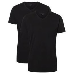 T-Shirt Camano "comfort", Damen, Gr. XL, schwarz, Web, Obermaterial: 100% Baumwolle, unifarben, regular fit h&uuml;ftbedeckend, V-Ausschnitt, Shirts T-Shirt, mit V-Ausschnitt