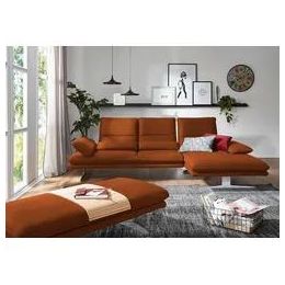Ecksofa W.Schillig "broadway, Designsofa mit tollem Sitzkomfort, L-Form", braun (cognac z69), B:291cm H:94cm T:164cm, Longlife Xtra-Leder Z69: Das feinnarbige, gedeckte Softleder Z69 besticht durch seine au&szlig;ergew&ouml;hnliche Weichheit im trendigen &raquo;Vintage-Look&laquo;, Hautst&auml;rke 0, 9 - 1, 1 mm, Sofas, Ecksofa, Sitztiefenverstellung, Kopfteil- & Seitenteilverstellung, Breite 291cm
