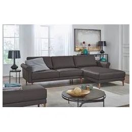 Ecksofa "CR.450, Designecksofa, Polsterecke, L-Form, 282/178 cm (B/T)", braun (graubraun 534, 49), B:282cm H:85cm T:178cm, NaturLEDER OSKAR (echtes Rindsleder), CREATION BY ROLF BENZ, Sofas, Ecksofa, abgerundete Armlehne Schnecke, modern Landhaus, Leder oder Chenille
