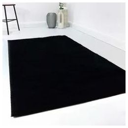 Teppich HOMIE LIVING "Lago", schwarz, B:80cm H:19mm L:150cm, Polyester, Teppiche, Teppich, Kurzflor, Uni Farben, ideal im Wohnzimmer & Schlafzimmer