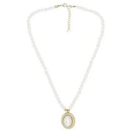 Kette mit Anh&auml;nger "Timeless Pearl", Damen, Gr. onesize, Metall, gold (golden), Collezione Alessandro, Basic, Halsketten, Ovaler Anh&auml;nger im Vintage-Stil