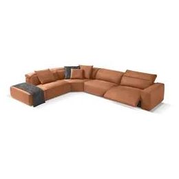 Ecksofa Egoitaliano "Beverly, extravangantes Designsofa mit erstklassigem Sitzkomfort", braun (ziegelbraun), B:378cm H:95cm T:282cm, Leder CAREZZA (echtes Rindsleder) ist ein Naturleder, dass die urspr&uuml;nglichen Eigenschaften der Haut nicht ver&auml;ndert. Das Vorhandensein von verheilten Narben, K&ouml;rnungsunterschiede, Falten, Adern, Unterschiede in den Farbt&ouml;nen und andere Spuren, die die Natur auf dies