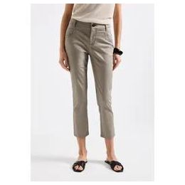 7/8-Hose Street One, Damen, Gr. 46, L&auml;nge 26, beige (cool ivory), Web, 97% Baumwolle, 3% Elasthan, unifarben mit Farbeinsatz, comfort fit 7/8-L&auml;nge, Hosen 7/8-Hose, 4-Pocket Style