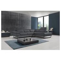 Ecksofa Egoitaliano "Queenie, extravagantes Sofa mit erstklassigem Sitzkomfort, L-Form", grau (smoke), B:284cm H:95cm T:108cm, Luxus-Microfaser (100% Polyester) Leder &raquo;BULL&laquo; (echtes Rindsleder). Geschliffenes, pigmentiertes und behandeltes Rindsleder mit einer Dicke von 1, 3-1, 5 mm. Dieses Leder zeigt eine ziemlich weiche Hand mit einem halb undurchsichtigen Aussehen. Es handelt sich um ein gesch