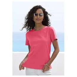 Beach Time T-Shirt BEACHTIME "mit modischem Schlitz am Saum", Damen, Gr. 32/34, orange (koralle), Single Jersey, Obermaterial: 100% Baumwolle, unifarben, Basic, figurumspielend, Rundhals, Shirts T-Shirt, aus hochwertiger Baumwoll-Qualit&auml;t, Topseller