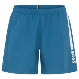 Badeshorts BOSS "Dolphin", Herren, Gr. XXL, N-Gr, blau (mittelblau), Microfaser, Polyester, Badehosen Badeshorts, mit seitlichem Kontraststreifen