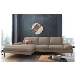 Ecksofa W.Schillig "enjoy&MORE, Designsofa, bequem, elegant und zeitlos, L-Form", braun (stone z59), B:340cm H:87cm T:185cm, Chenille-Flachgewebe R66 (85% Polyester, 15% Nylon);Longlife Xtra-Leder Z59: Glattleder mit modischer Pr&auml;gung. Hautst&auml;rke 0, 9 - 1, 1 mm;Stoff S37 (100% Polyester), Sofas, Ecksofa, Sitztiefenverstellung, F&uuml;&szlig;e bronze pulverbeschichtet, Breite 340 cm