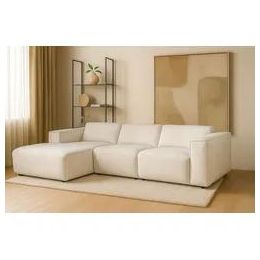 Ecksofa Home Affaire "Noord mit Kedernaht, Breite 281 cm, L-Form", beige (natur), B:281cm H:71cm T:161cm, 94% PES, 6% NY, Sofas, Ecksofa, Cord, Struktur, Webstoff, mit Wellenunterfederung, Massivholzrahmen