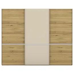 Schwebet&uuml;renschrank Musterring "Savona, Kleiderschrank, Schrank, Garderobe, mit Schiebet&uuml;ren", beige (braun), B:300cm H:236cm, Schr&auml;nke, Schwebet&uuml;renschrank, T&uuml;ren Bianco-Eiche massiv, Spiegel-/Glast&uuml;ren, eingelegte Chromleiste
