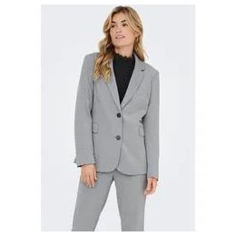 Kurzblazer Only "ONLLYKKE LIFE L/S FIT BLAZER TLR", Damen, Gr. 34, grau (light grau melange), Web, Obermaterial: 76% Polyester, 21% Viskose, 3% Elasthan, unifarben, V-Ausschnitt, Blazer Kurzblazer