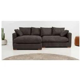 Ecksofa Home Affaire "Coray", grau (anthrazit), B:266cm H:80cm T:153cm, 100% Polyester, Sofas, Ecksofa, Breite 266 cm, extra weich und kuschelig, mit Federn und Daunen