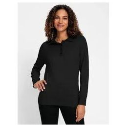 Polokragenpullover Casual Looks "Pullover", Damen, Gr. 48, schwarz, 100% Baumwolle, unifarben, Pullover