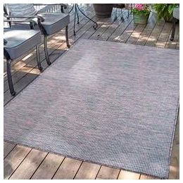 Outdoorteppich Carpet City "PALM 2778", blau (blau, pink), B:150cm H:5mm L:150cm, Polypropylen, Teppiche, Outdoorteppich, L&auml;ufer, Wetterfest & UV-best&auml;ndig, f&uuml;r Balkon, Terrasse, K&uuml;che, flach