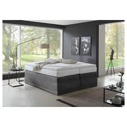 Boxspringbett "Ibiza in den Breiten 160x200, 180x200cm & 200x200cm", grau (anthrazit), B:180cm L:200cm, Westfalia Schlafkomfort, Komplettbetten, Boxspringbett
