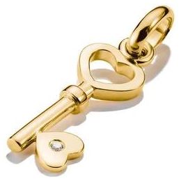 Charm Schl&uuml;ssel Thomas Sabo "Charm Liebesschl&uuml;ssel vergoldet - Connect", gold (gelbgoldfarben, kristallwei&szlig;, kristallwei&szlig;), Charms, Damen, Silber 925 (recycelt), mit Zirkonia (synth.)