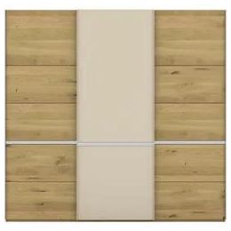Schwebet&uuml;renschrank Musterring "Savona, Kleiderschrank, Schrank, Garderobe, mit Schiebet&uuml;ren", beige (braun), B:250cm H:236cm, Schr&auml;nke, Schwebet&uuml;renschrank, T&uuml;ren Bianco-Eiche massiv, Spiegel-/Glast&uuml;ren, eingelegte Chromleiste