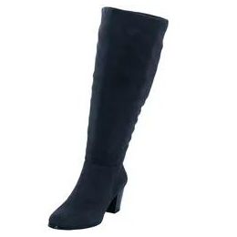 Weitschaftstiefel sheego, Damen, Gr. 41, XL-Schaft, blau (jeansblau), Lederimitat, Polyester, Schuhe Weitschaftstiefel