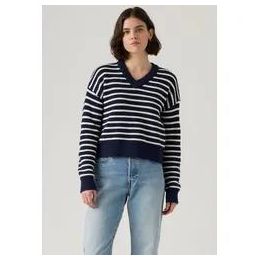 Levi's Strickpullover LEVI'S "REESE VNECK SWEAT", Damen, Gr. S (36), parisienne stripe pe, Strick, Obermaterial: 60% Baumwolle, 40% Polyacryl, gestreift, figurumspielend taillenbedeckt, V-Ausschnitt, Pullover Strickpullover, mit V-Ausschnitt
