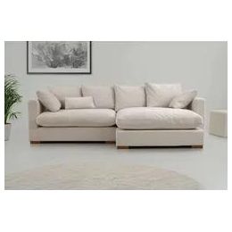 Ecksofa Home Affaire "Coray", beige, B:266cm H:80cm T:153cm, 100% Polyester, Sofas, Ecksofa, Breite 266 cm, extra weich und kuschelig, mit Federn und Daunen