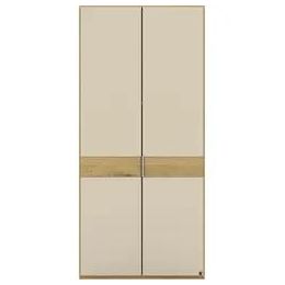 Kleiderschrank Musterring "Savona, Kleiderschrank, Schrank, Garderobe, teilmassiv Eiche", beige (braun), B:100cm H:216cm, Schr&auml;nke, Kleiderschrank, T&uuml;ren in Bianco-Eiche massiv, Spiegel-/Glast&uuml;ren, verschiedene Gr&ouml;&szlig;en