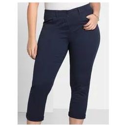 7/8-Hose sheego, Damen, Gr. 56, Normalgr&ouml;&szlig;en, blau (marine), 97% Baumwolle, 3% Elasthan, unifarben, Hosen 7/8-Hose