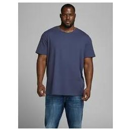 Jack & Jones PlusSize Rundhalsshirt "JJEORGANIC BASIC TEE SS O-NECK NOOS PLS", Herren, Gr. 3XL, blau (navy blazer), Jersey, Obermaterial: 100% Baumwolle, JACK & JONES PLUSSIZE, unifarben, slim fit taillenbedeckt, Rundhals, gerader Abschluss, Shirts Rundhalsshirt, mit Rundhalsausschnitt