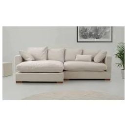 Ecksofa Home Affaire "Coray", beige, B:266cm H:80cm T:153cm, 100% Polyester, Sofas, Ecksofa, Breite 266 cm, extra weich und kuschelig, mit Federn und Daunen