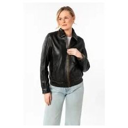 Lederjacke Mauritius "MWBjanka", Damen, Gr. M, schwarz, braun, Obermaterial: 100% Schafsleder. Futter: 100% Baumwolle. &Auml;rmelfutter: 100% Polyester, regular fit h&uuml;ftbedeckend, mit Kn&ouml;pfen, Jacken, mit elastischem Bund, Leo-Innenfutter