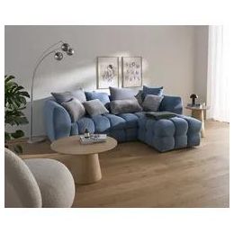 Big-Sofa s.Oliver "COBBO 3-Sitzer Design-Sofa Bubble-Optik, Ma&szlig;e B/T/H: 259/126/104 cm", blau, B:259cm H:104cm T:126cm, 100% Polyester, Sofas, Big-Sofa, mit vielen Kissen, moderne Steppung und hoher Sitzkomfort