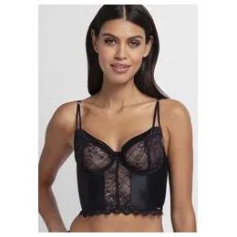 Bustier Dorina "Hasina", Damen, Gr. 80, Cup E, schwarz, Spitze, Obermaterial: 54% Polyamid, 37% Polyester, 9% Elasthan, unifarben, BHs Bustier, mit zarter Spitze und gl&auml;nzendem Satin, verstellbare Tr&auml;ger