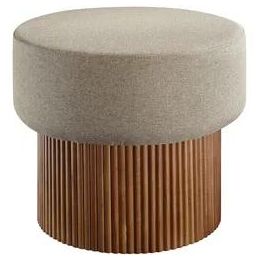 Stauraumhocker Salesfever "Ilovik Hocker mit abnehmbarer Sitzfl&auml;che &ndash; kompakter Design-Hocker", braun (walnuss, braun), B:50cm H:43cm T:50cm, MDF, Walnussholzfurnier, Strukturstoff (100% Polyester), Hocker, Praktischer Pouf mit Stauraum, ideal f&uuml;rs Wohnzimmer