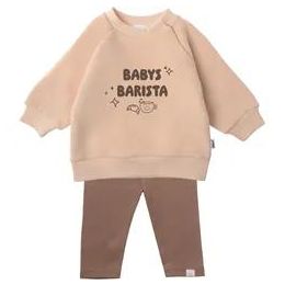 Sweatanzug Liliput "Babys Barista", M&auml;dchen, Gr. 110/116, beige (beige, braun), 95% Baumwolle, 5% Polyester, bedruckt, Sportanz&uuml;ge, mit elastischen B&uuml;ndchen