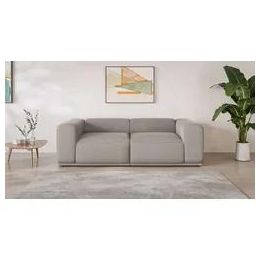 Big-Sofa s.Oliver "EMMERIK Designersofa, 3-Sitzer mit Wellenfederung, B/T/H: 242/98/73 cm", grau (taupe), B:242,5cm H:73cm T:98cm, 100% Polyester, Sofas, Big-Sofa, hoher Sitzkomfort, gem&uuml;tlich und modern, auch in Cord