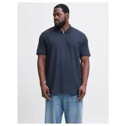 Jack & Jones PlusSize Poloshirt "JJEAUSTIN ZIP POLO SS NOOS PLS", Herren, Gr. 5XL, blau (navy blazer detail:classic), Jersey, Obermaterial: 58% Polyester, 40% Baumwolle, 2% Elasthan, JACK & JONES PLUSSIZE, unifarben, regular fit, Shirts