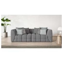 Big-Sofa s.Oliver "COBBO 3-Sitzer Design-Sofa Bubble-Optik, Ma&szlig;e B/T/H: 259/126/104 cm", grau, B:259cm H:104cm T:126cm, 100% Polyester, Sofas, Big-Sofa, mit vielen Kissen, moderne Steppung und hoher Sitzkomfort