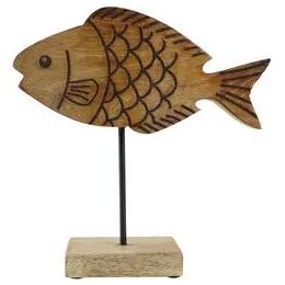 Dekofigur AM Design "Fisch aus Mangoholz und Metall", braun, B:5cm H:25cm T:25cm, Holzwerkstoff, Metall, Dekofiguren, Osterdekoration in drei Gr&ouml;&szlig;en