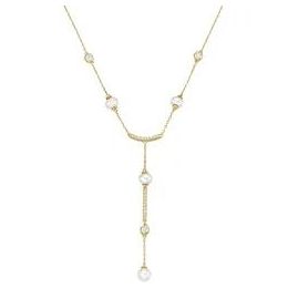Collier "mit S&uuml;&szlig;wasser-Perlen und Zirkonia, Silber 925", gold, Giorgio Martello MILANO, Halsketten, Damen, 45cm, Silber 925 (Sterlingsilber), Collier