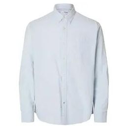 Langarmhemd Selected "SLHREG-MAT OX LS SHIRT D", Herren, Gr. M, N-Gr, wei&szlig; (skyway detail:wei&szlig; mix), Web, Obermaterial: 100% Baumwolle, unifarben, regular fit, 2-Knopf-Manschette, Hemden