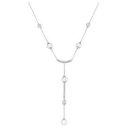 Collier "mit S&uuml;&szlig;wasser-Perlen und Zirkonia, Silber 925", silber, Giorgio Martello MILANO, Halsketten, Damen, 45cm, Silber 925 (Sterlingsilber), Collier