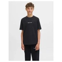 Jack & Jones T-Shirt JACK & JONES JUNIOR "JORNORREBRO EMB TEE SS CN NOOS JNR", Jungen, Gr. 152, schwarz, Single Jersey, Obermaterial: 100% Baumwolle, bedruckt, relaxed fit normal, Rundhals, Shirts T-Shirt, Baumwolle, relaxed fit, Kurzarm